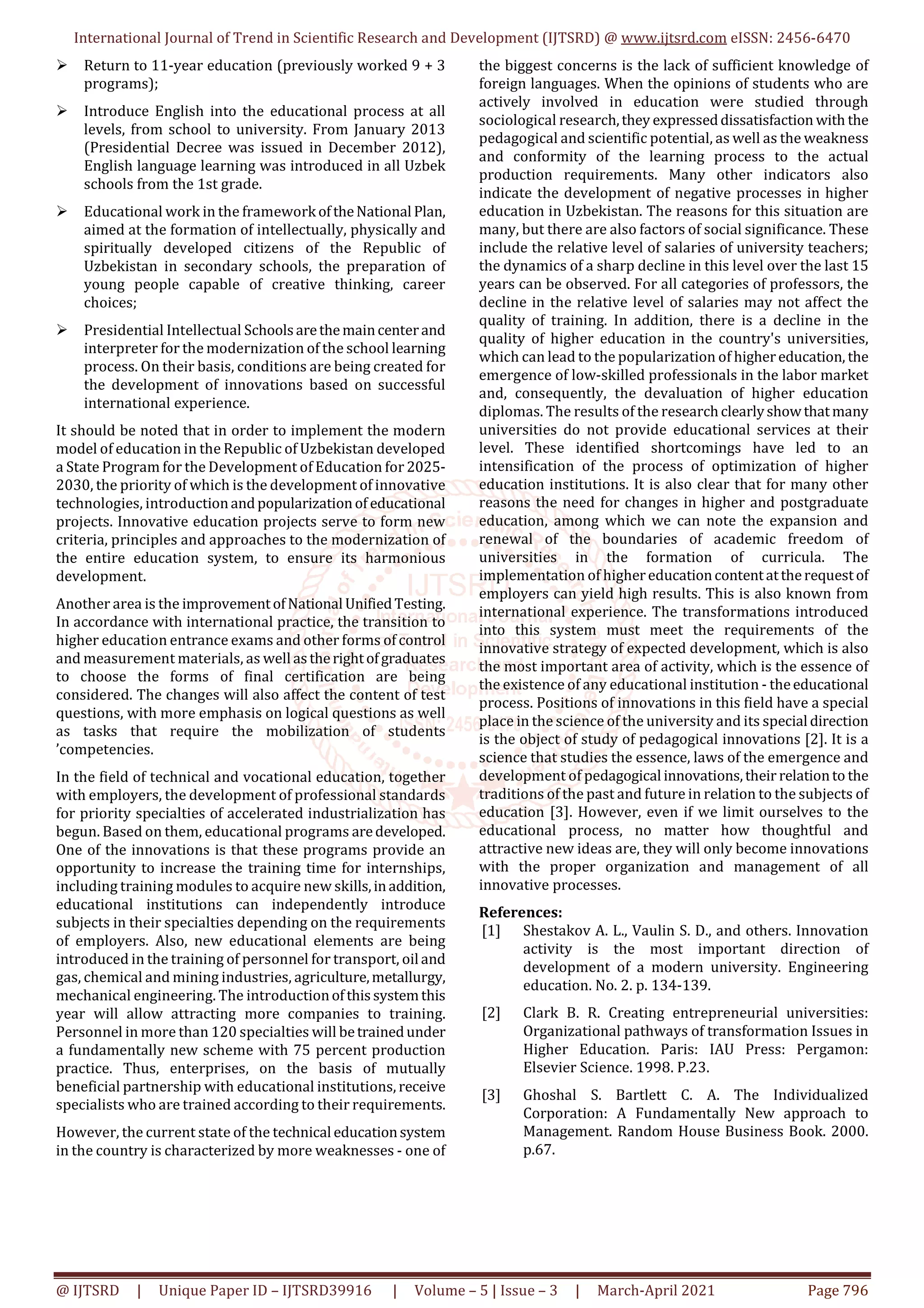 Modernization of the Education System as a Factor of Social Development ...