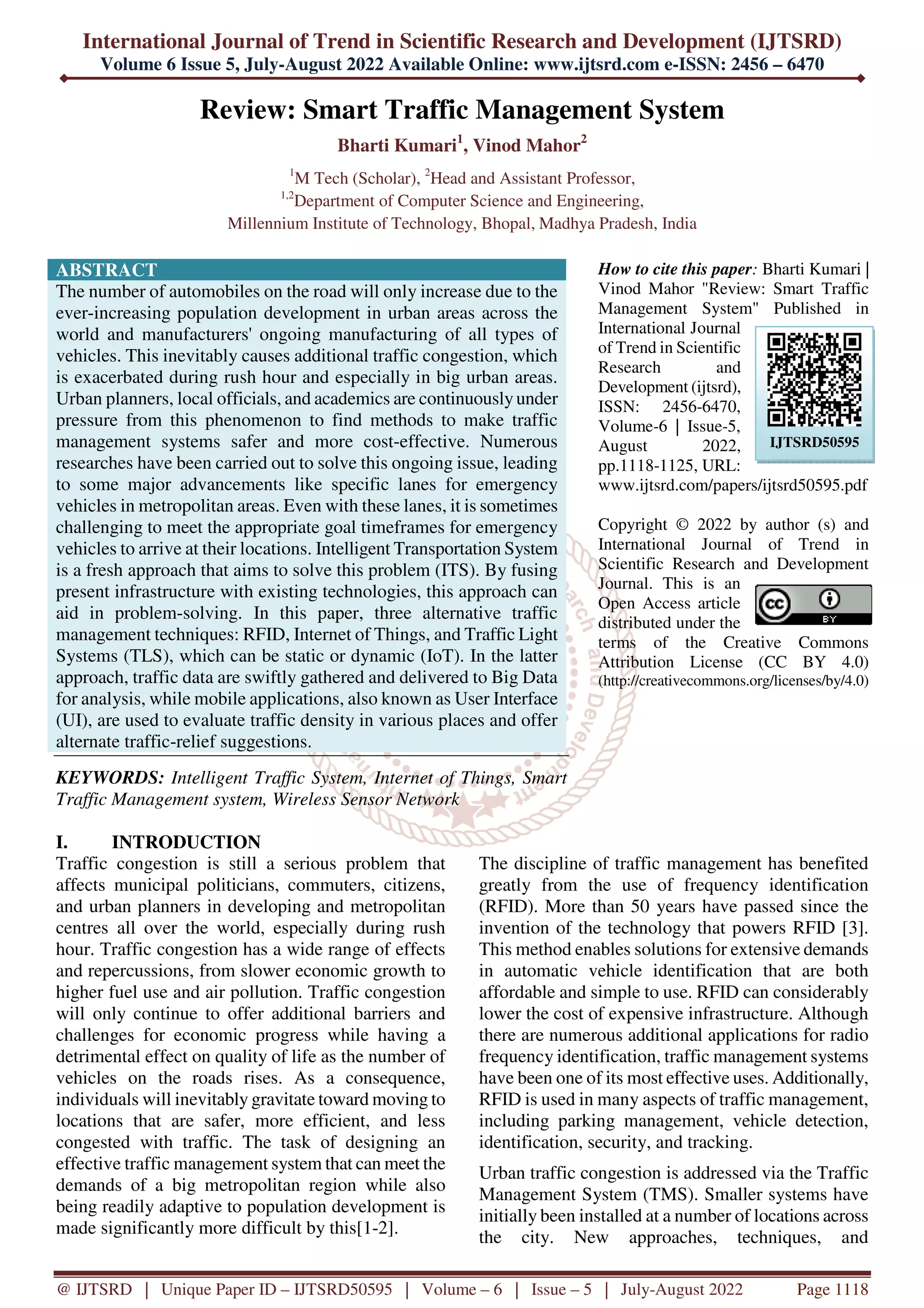 Review Smart Traffic Management System | PDF