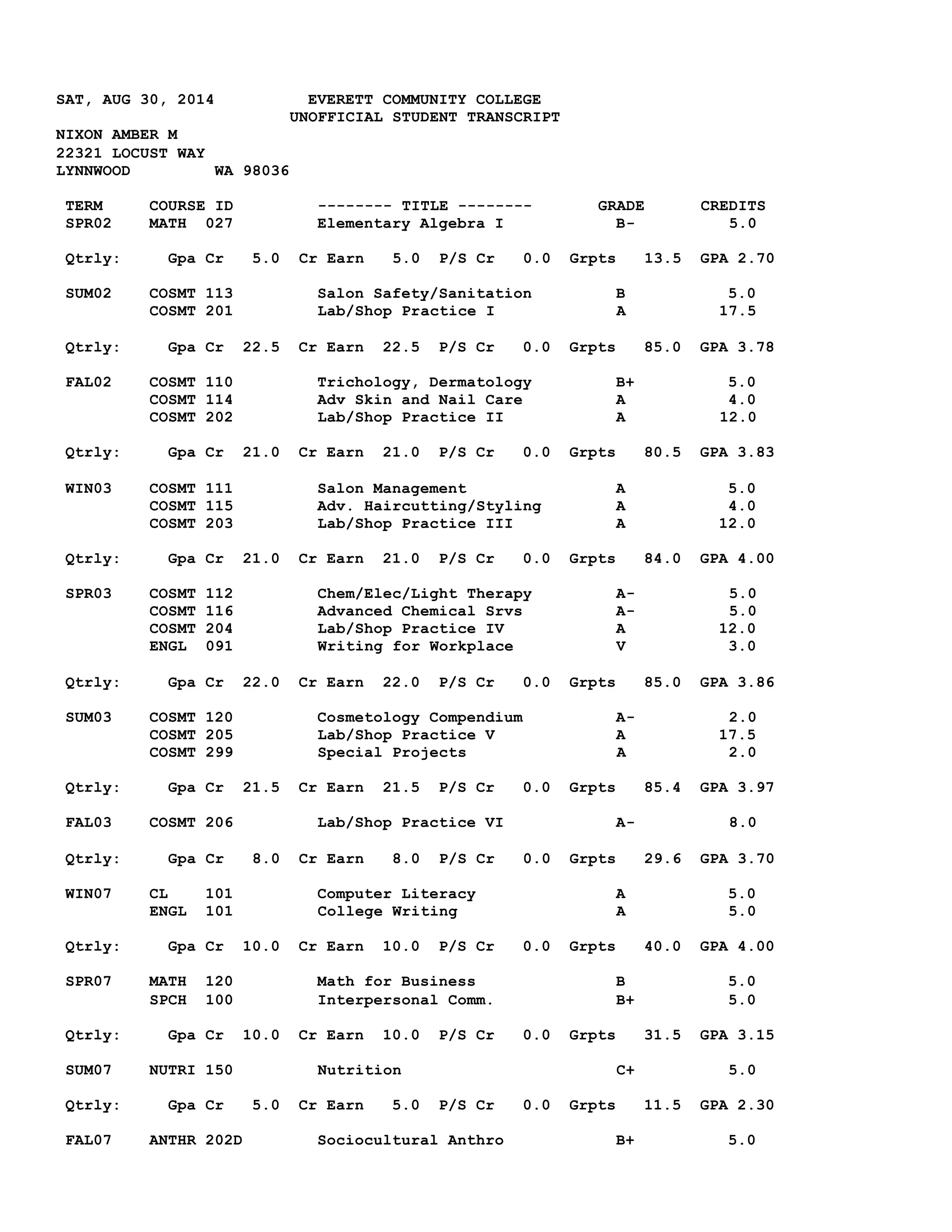 Transcript | DOCX | Undergraduate Education | College Education
