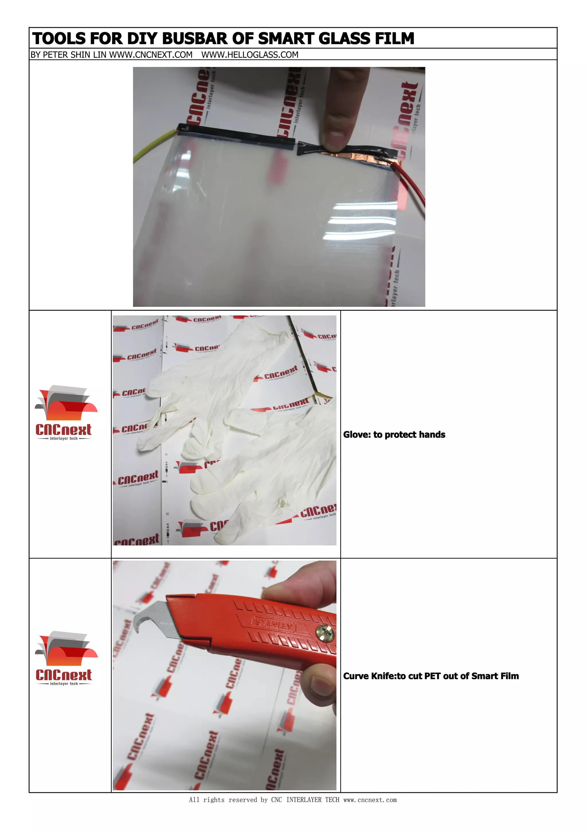 TOOLS FOR DIY BUSBAR OF SMART GLASS FILM-V3D1205 | PDF