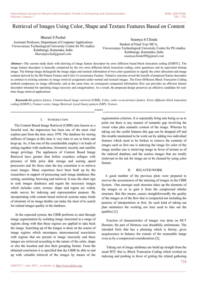Retrieval of Images Using Color, Shape and Texture Features Based on Content | PDF