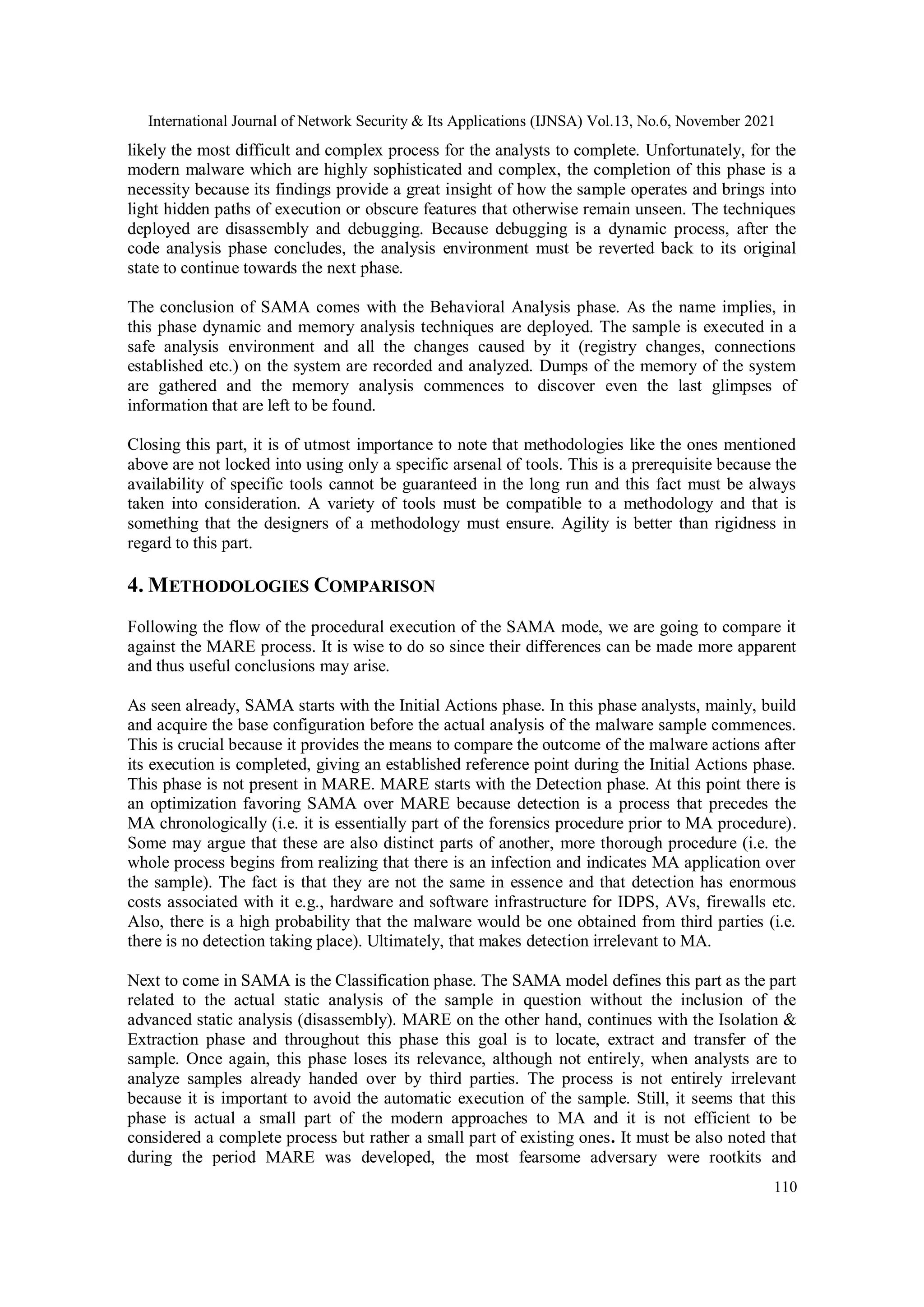 COMPARATIVE REVIEW OF MALWARE ANALYSIS METHODOLOGIES | PDF