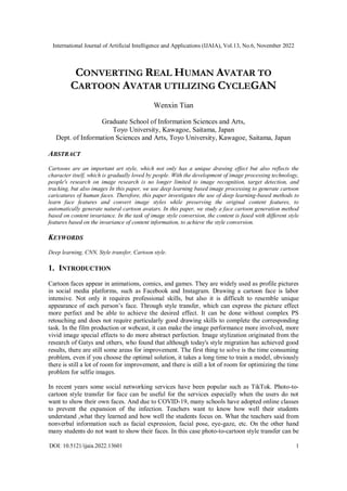 CONVERTING REAL HUMAN AVATAR TO CARTOON AVATAR UTILIZING CYCLEGAN | PDF | Graphics Software ...