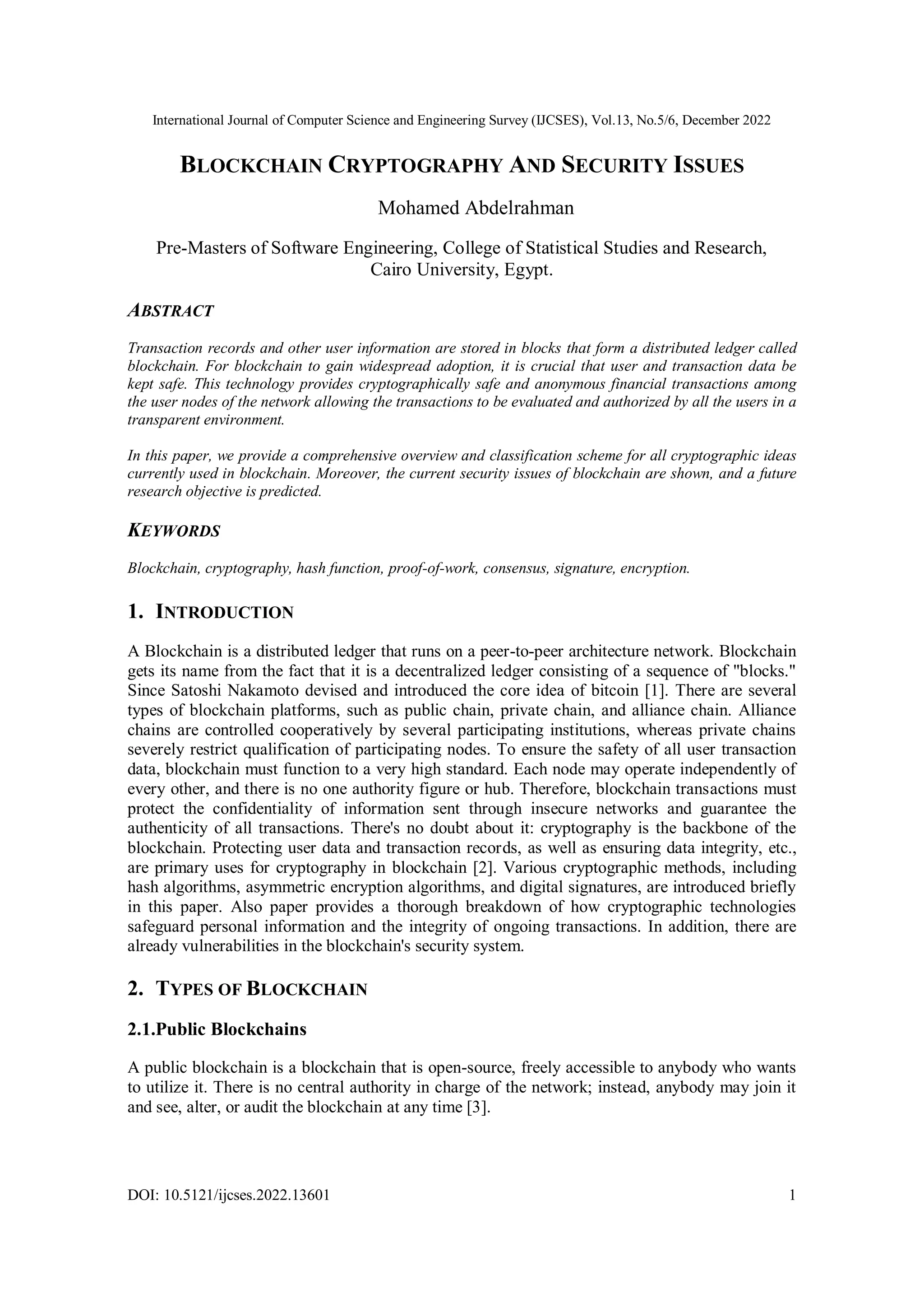 BLOCKCHAIN CRYPTOGRAPHY AND SECURITY ISSUES | PDF | Programming Languages | Computing