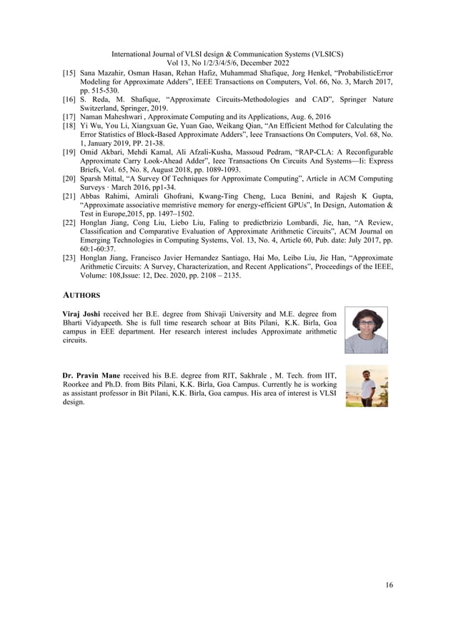 APPROXIMATE ARITHMETIC CIRCUIT DESIGN FOR ERROR RESILIENT APPLICATIONS | PDF