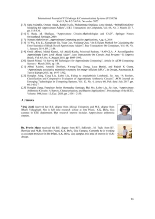APPROXIMATE ARITHMETIC CIRCUIT DESIGN FOR ERROR RESILIENT APPLICATIONS | PDF