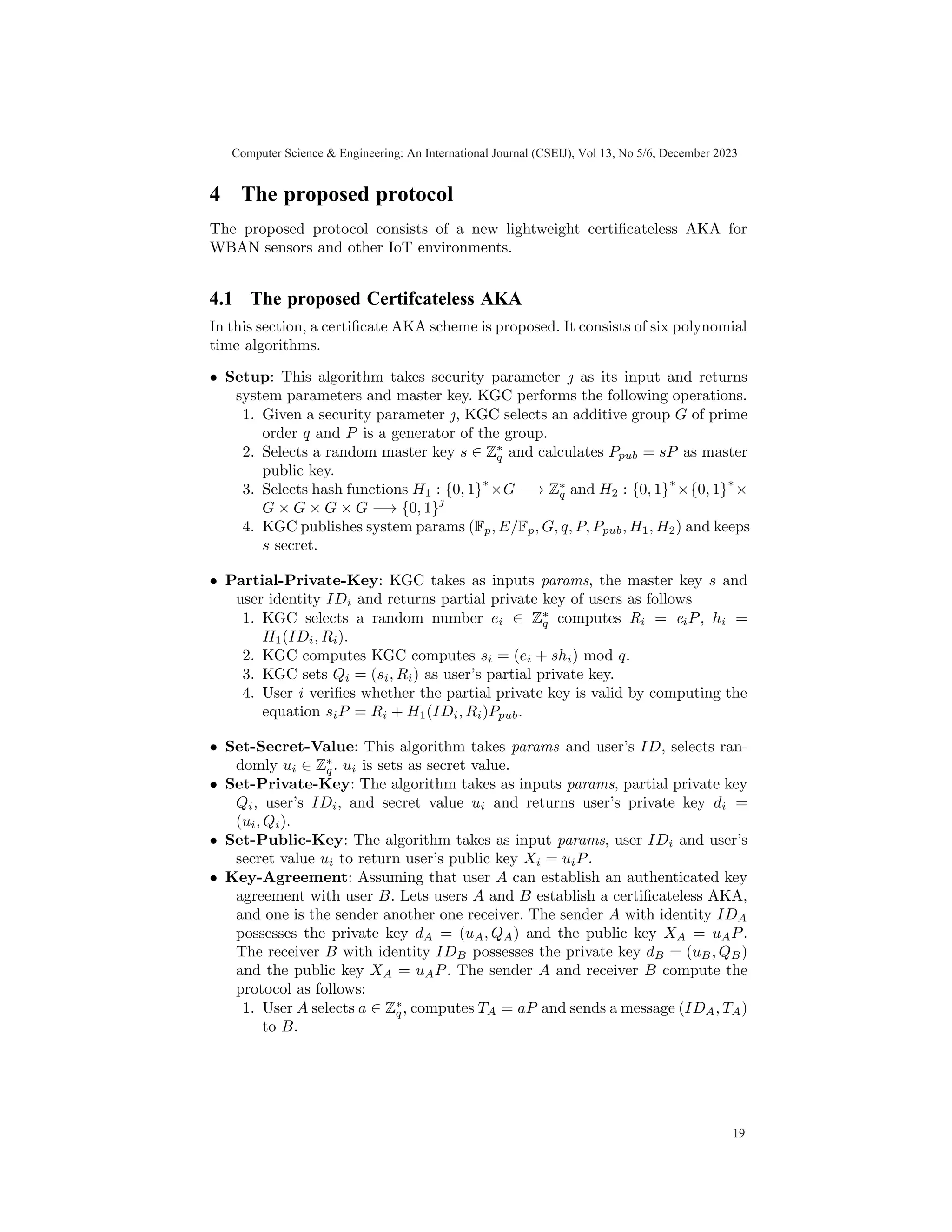 Lightweight Certificateless Authenticated Key Agreement Protocol | PDF