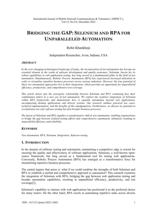BRIDGING THE GAP: SELENIUM AND RPA FOR UNPARALLELED AUTOMATION | PDF