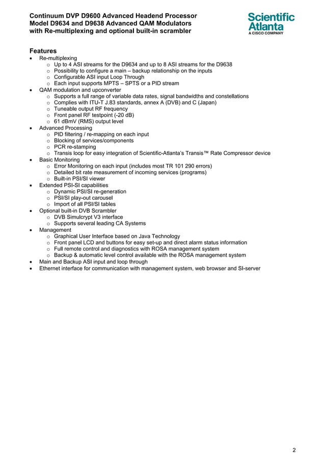 D9600 advanced headend processor | PDF | Digital Audio | Computer ...