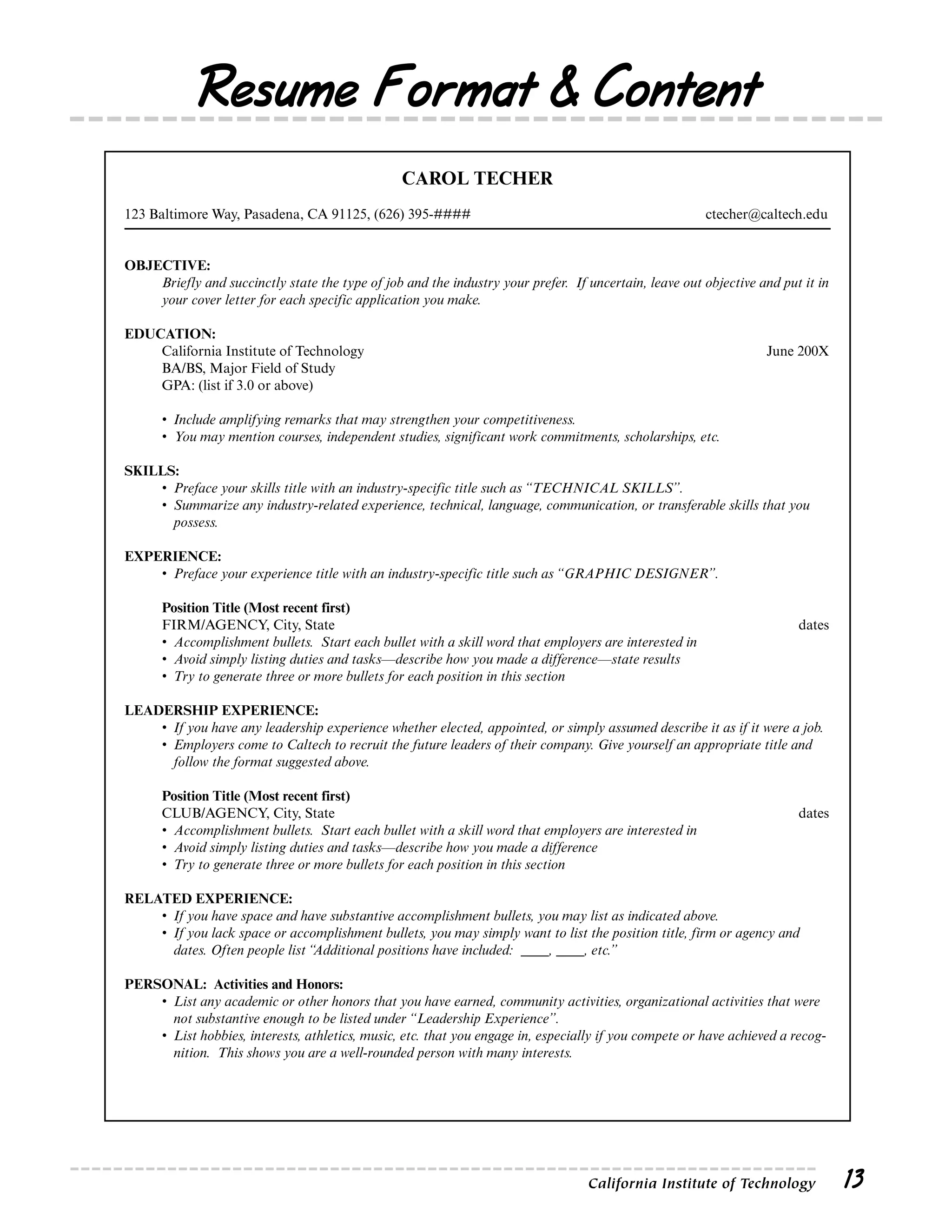 Resume_Guide | PDF | Resume Writing and Advice | Job Search