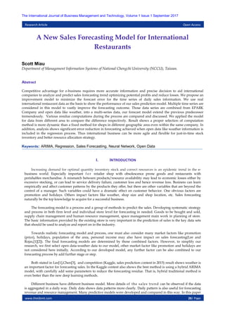 A New Sales Forecasting Model for International Restaurants | PDF