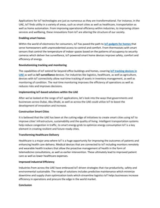 Unleashing the Future Exploring IoT-based Solutions within Dubai, Abu Dhabi, and Across the ...