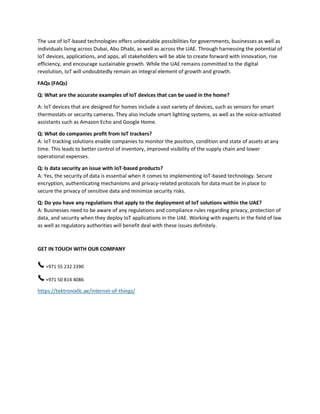 Unleashing the Future Exploring IoT-based Solutions within Dubai, Abu Dhabi, and Across the ...