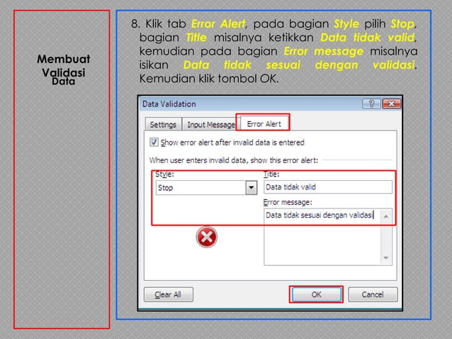 microsoft excel validasi data (informatika kelas 8) | PPT