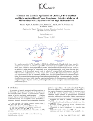 Synthesis and Catalytic Application of Chiral 1,1′-Bi-2-naphtholand ...