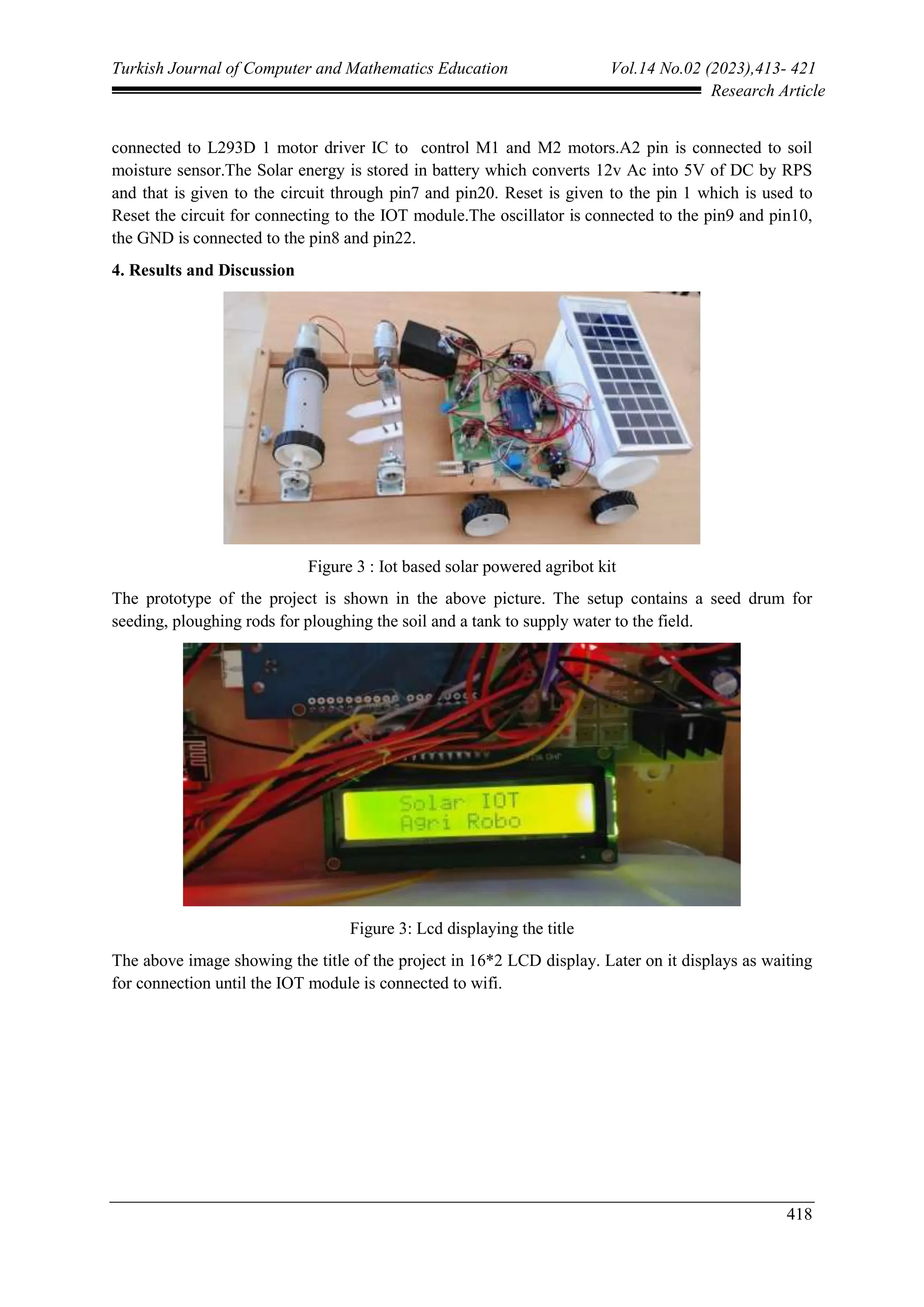 IoT based solar powered Agribot using Arduino Controller | PDF