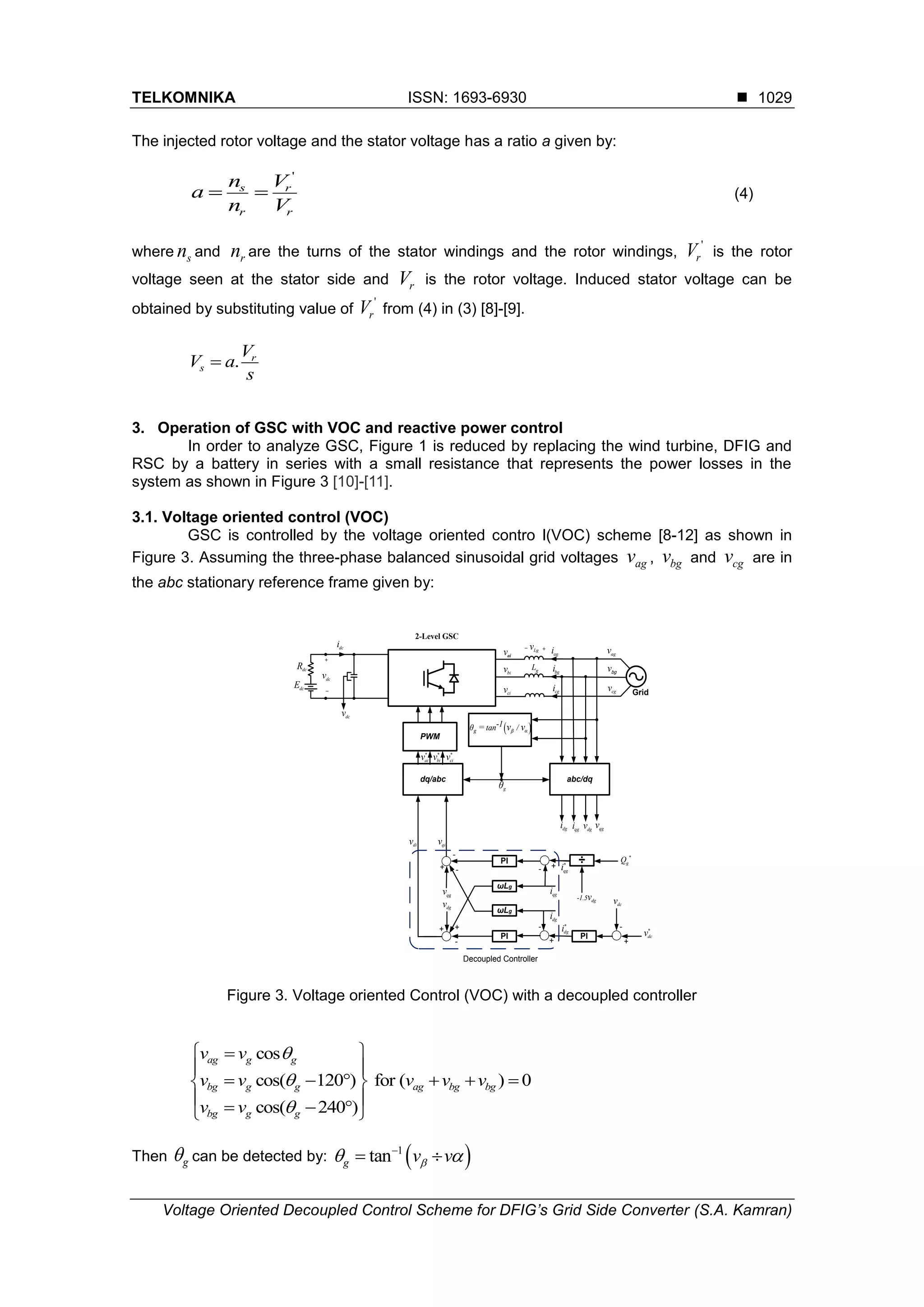 Voltage Oriented Decoupled Control Scheme for DFIG’s Grid Side Converter | PDF