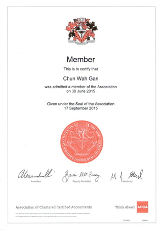 Certificate - ACCA Member | PDF