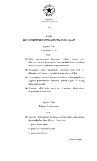136980210 pembangunan-bangunan-gedung-negara-perpres-no-73-2011-pdf | PDF