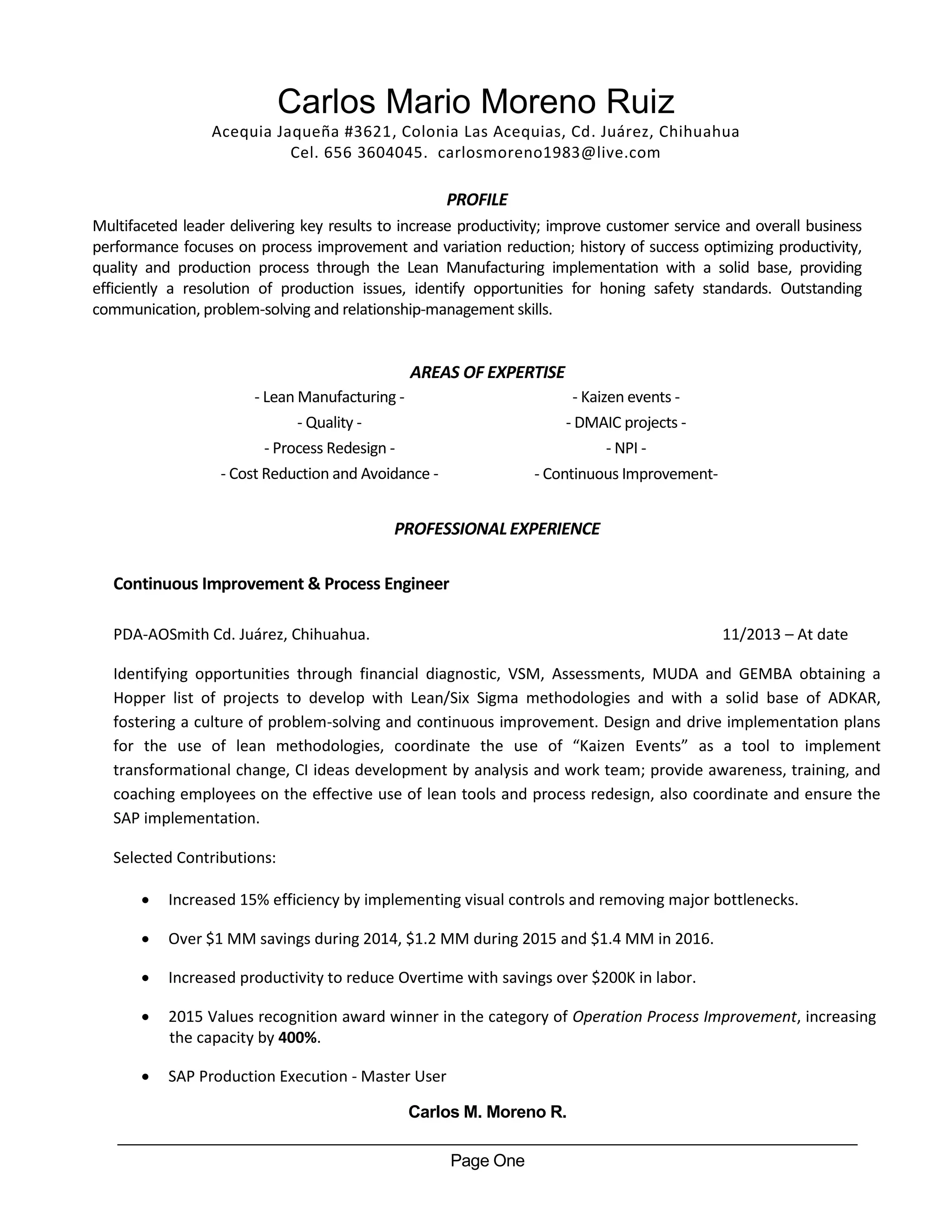 Resume C. Mario Moreno | PDF