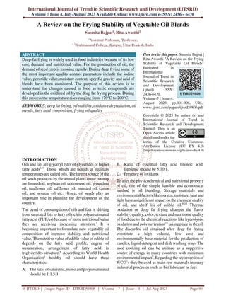 A Review on the Frying Stability of Vegetable Oil Blends | PDF