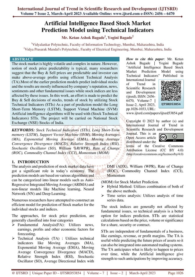 Artificial Intelligence Based Stock Market Prediction Model Using