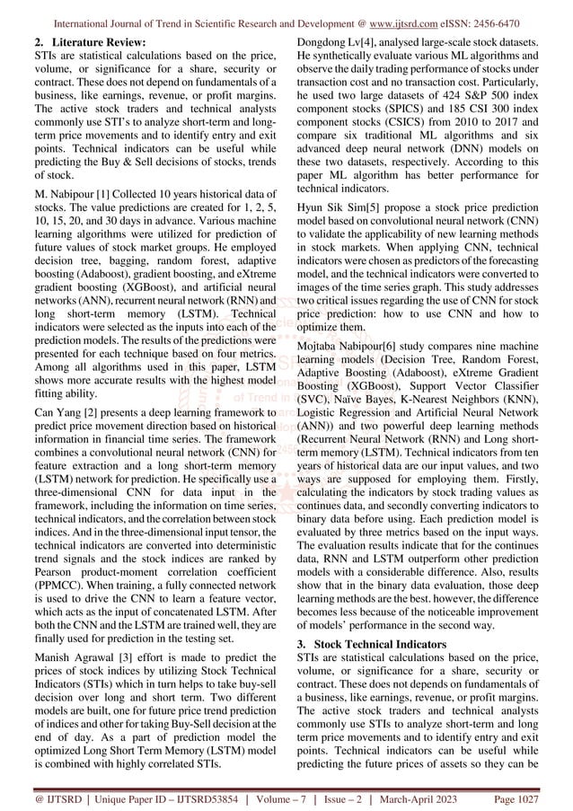 Artificial Intelligence Based Stock Market Prediction Model Using Technical Indicators Pdf