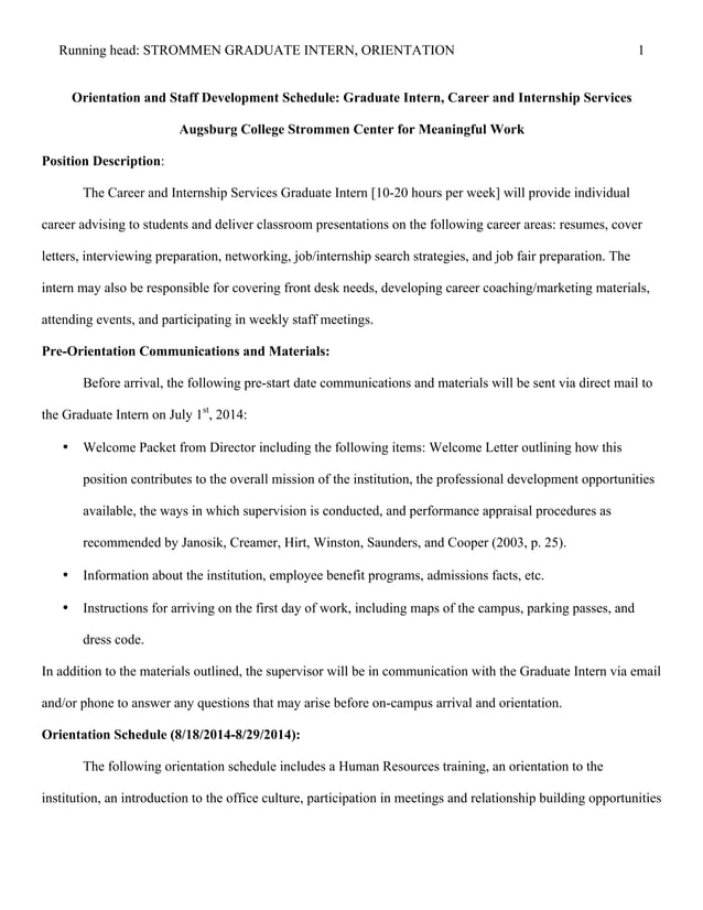 Graduate Intern Orientation Doc | PDF