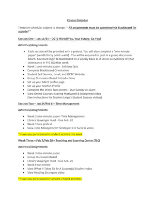 FYE 100 - A0ZR Syllabus | PDF