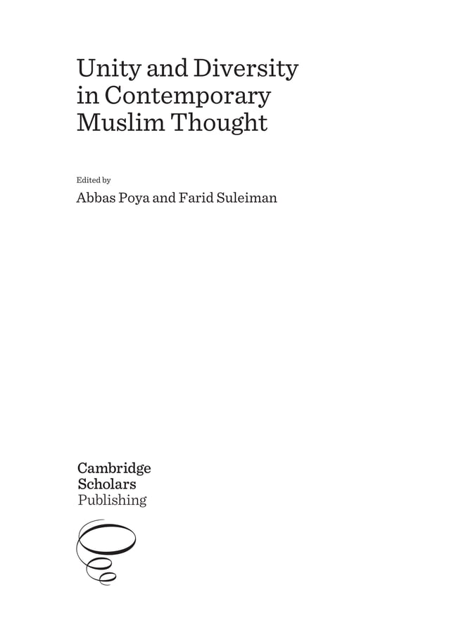 Unity And Diversity In Contemporary Muslim Thought Abbas Poya And Farid ...