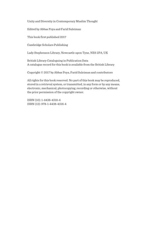Unity And Diversity In Contemporary Muslim Thought Abbas Poya And Farid ...