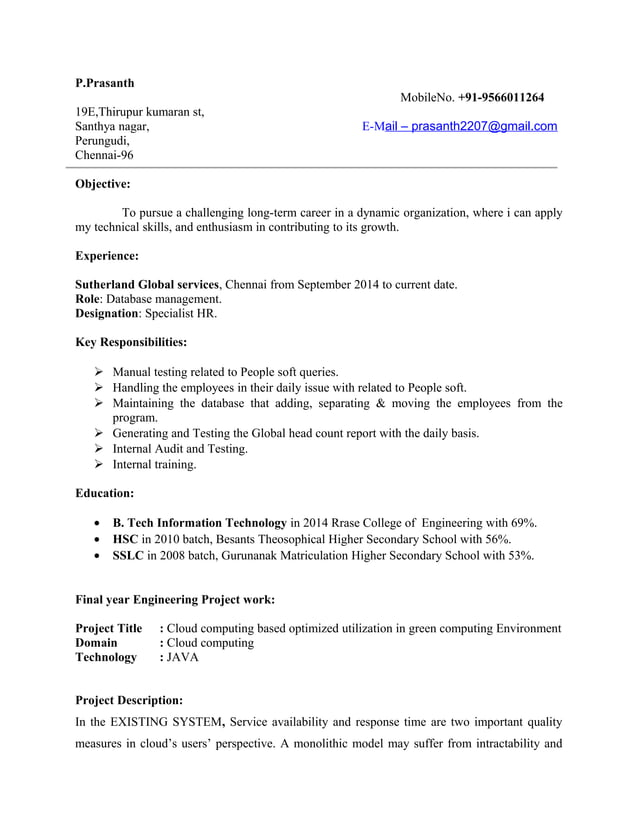 Resume_Prasanth | PDF