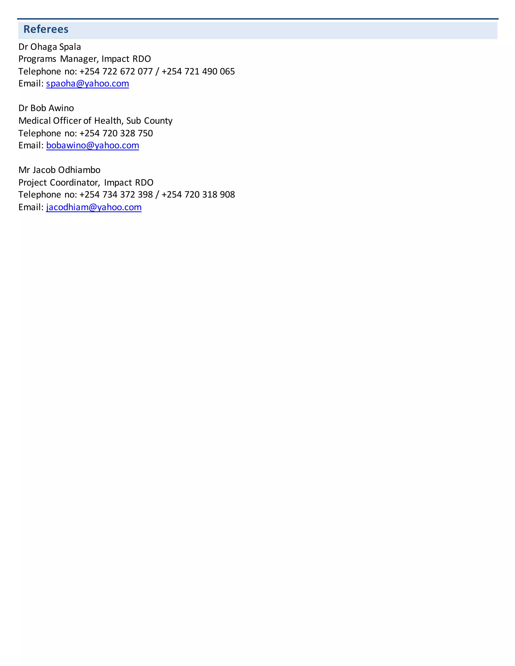 David Odhiambo Ochola CV | DOCX