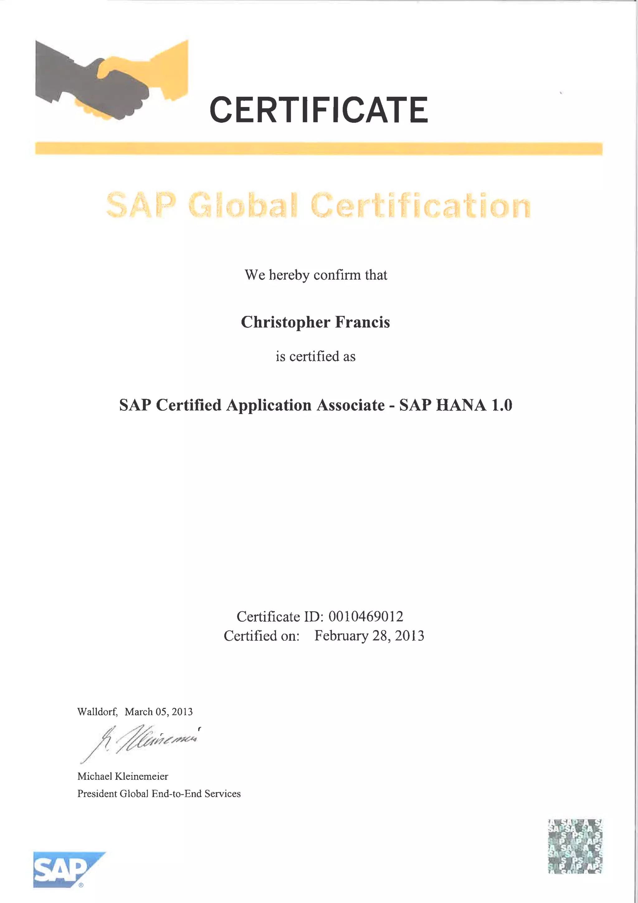 Christopher SAP HANA | PDF
