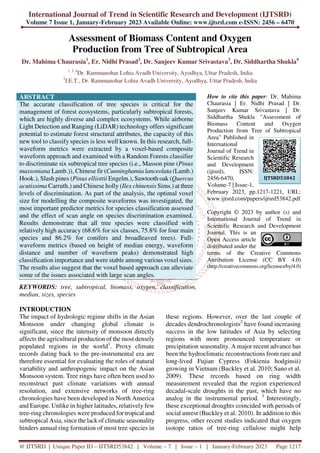 Assessment of Biomass Content and Oxygen Production from Tree of ...