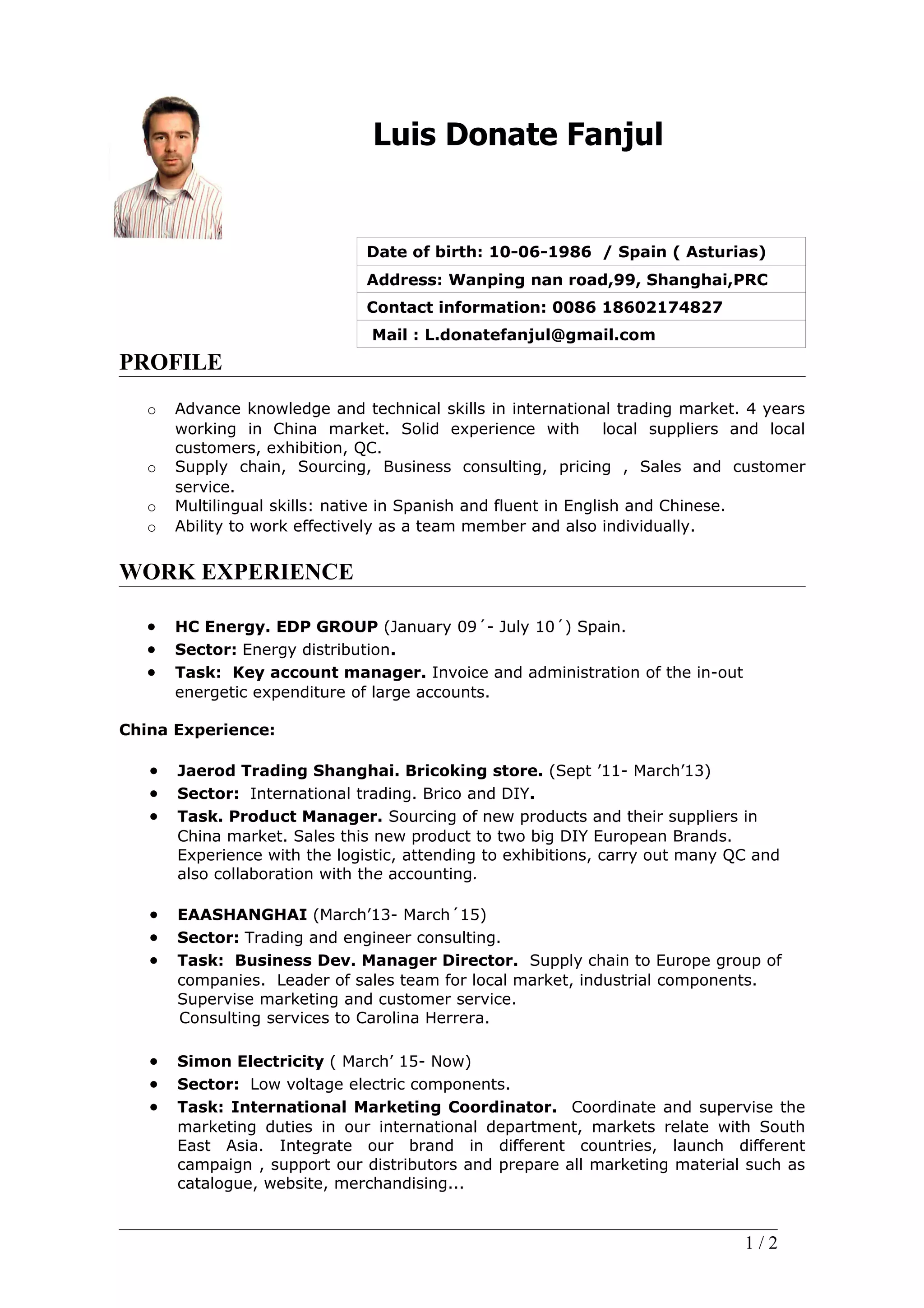 Luis donate Fanjul Resume. | PDF