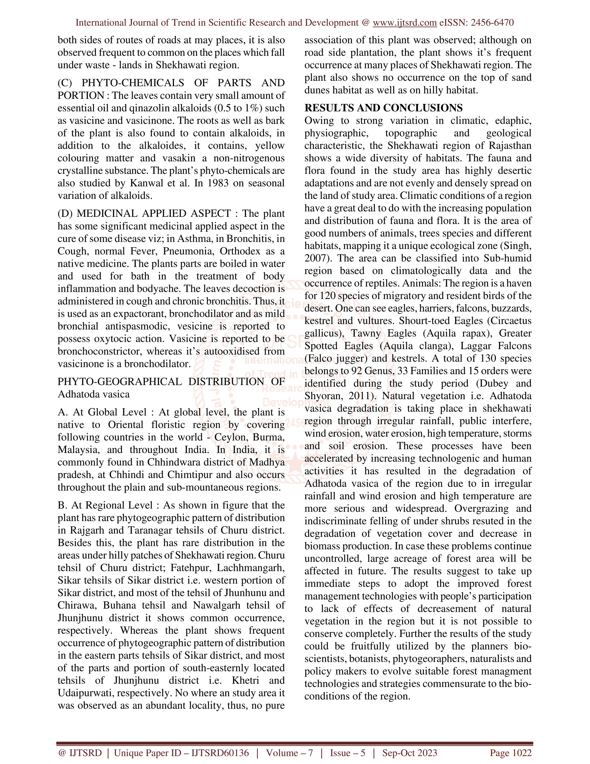 Impact of Phytochemical Values on the Floral Biodiversity of Shekhawati ...