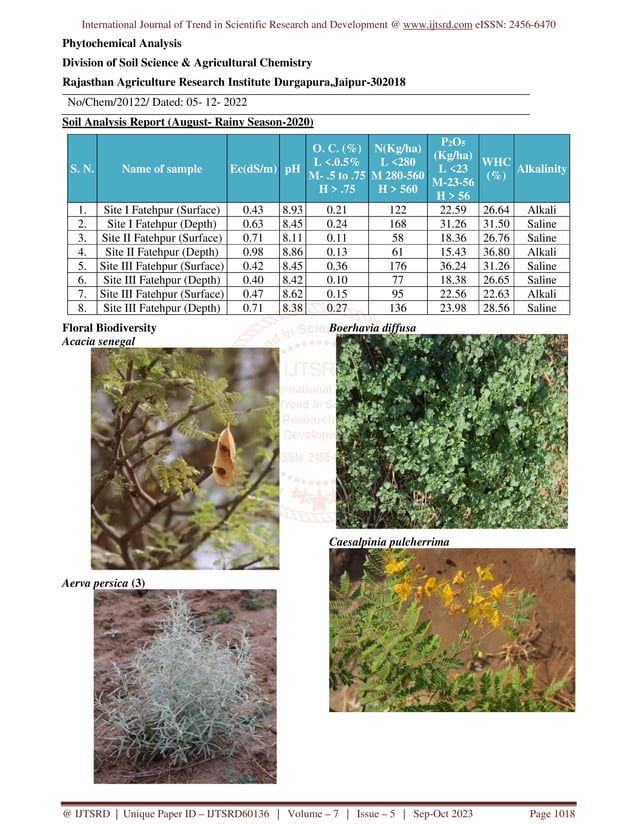 Impact of Phytochemical Values on the Floral Biodiversity of Shekhawati A Part of Indian Thar ...