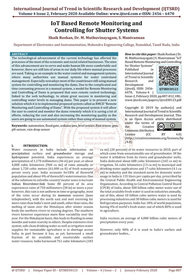 IoT Based Remote Monitoring and Controlling for Shutter Systems | PDF