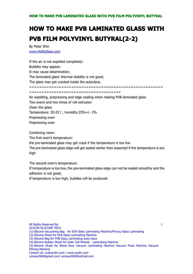 0731HOW TO MAKE PVB LAMINATED GLASS WITH PVB FILM POLYVINYL BUTYRAL(SECOND2-2) | PDF