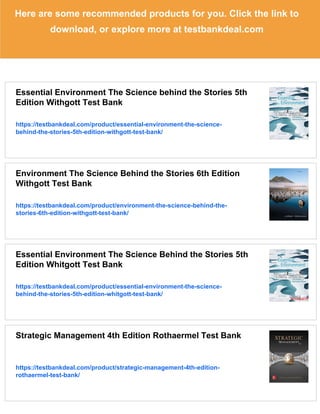 Environment The Science behind the Stories 5th Edition Withgott Test ...