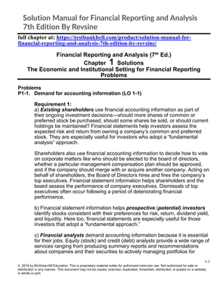 Solution Manual for Financial Reporting and Analysis 7th Edition By ...
