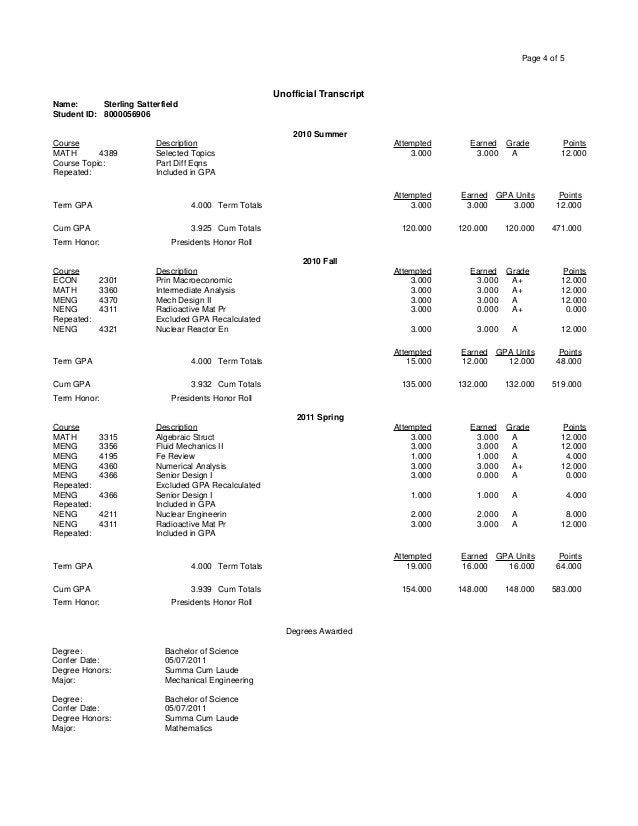 UTPBGraduateTranscript-Satterfield | PDF
