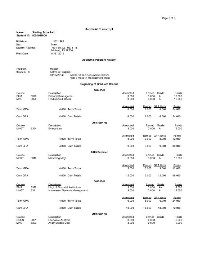 UTPBGraduateTranscript-Satterfield | PDF
