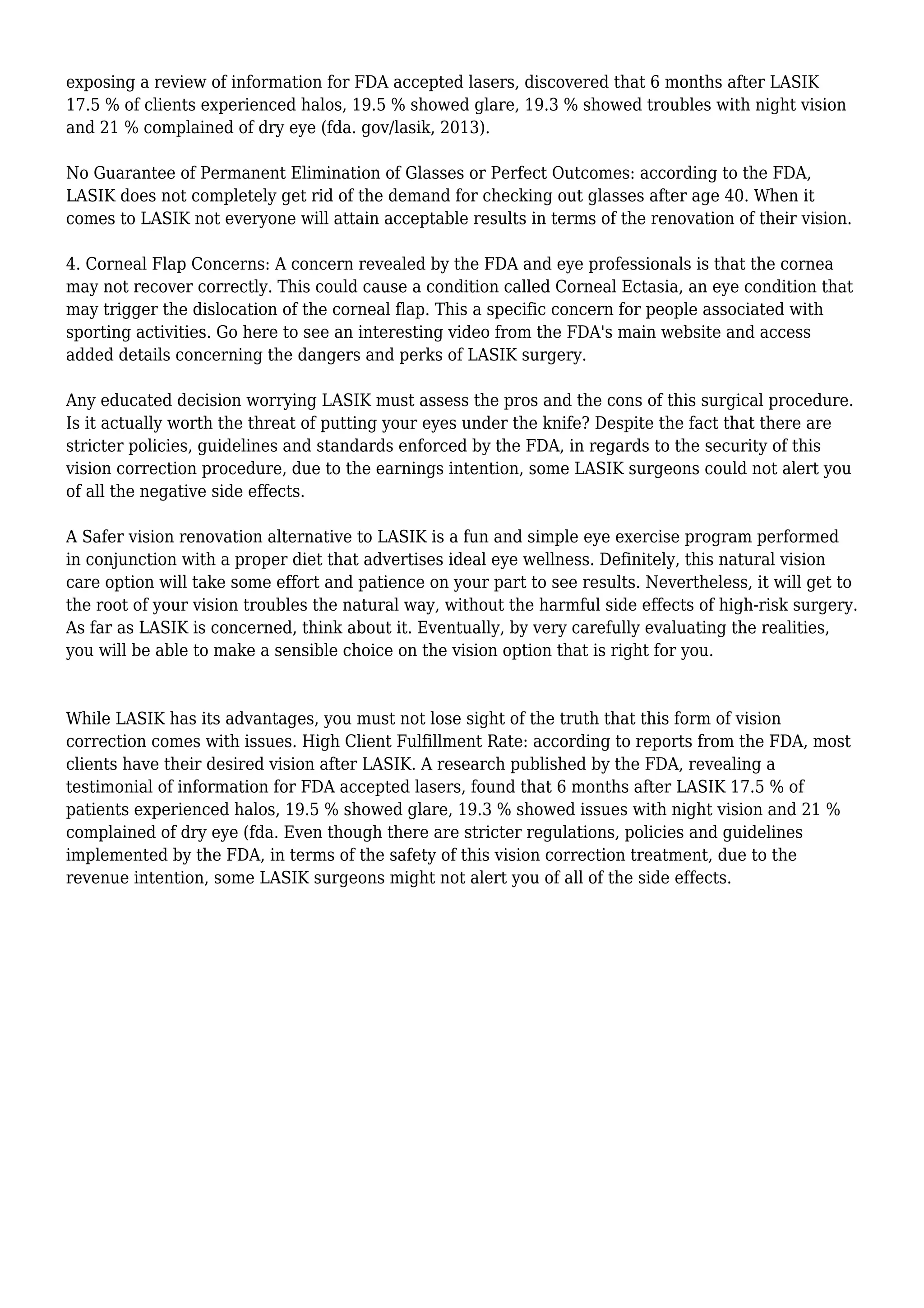 An Assessment Of The Advantages and disadvantages Of LASIK Surgery | PDF