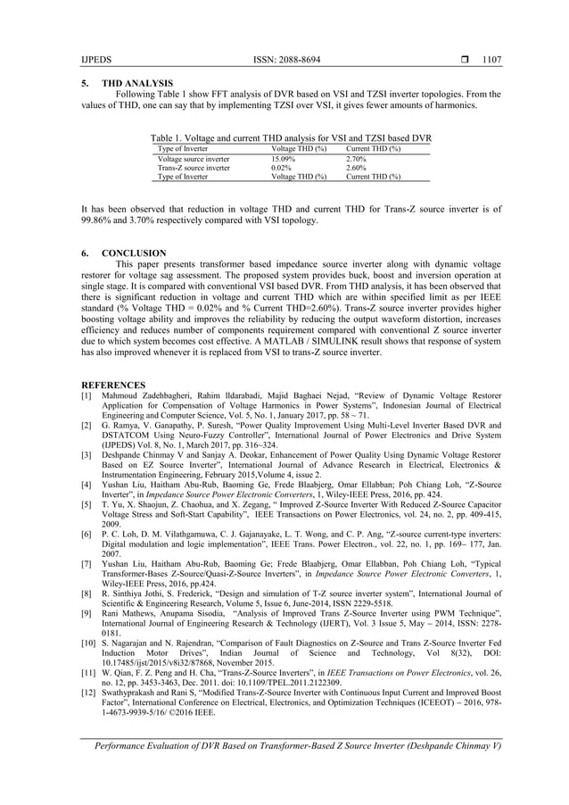 Performance Evaluation of Dynamic Voltage Restorer Based on Transformer-based Z Source Inverter ...