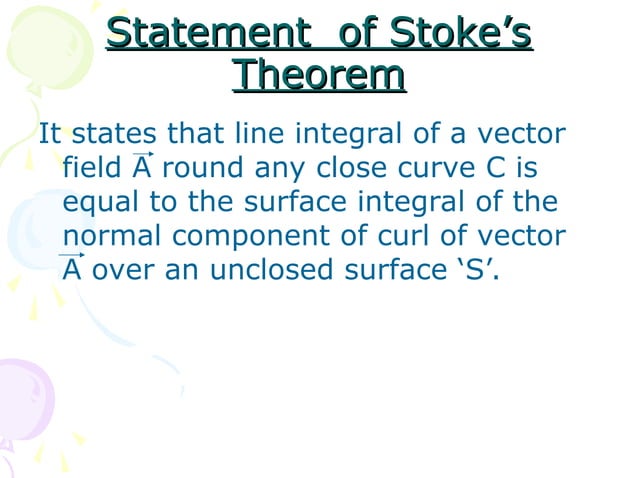 Stokes theorem studies and problems and solutions | PPT