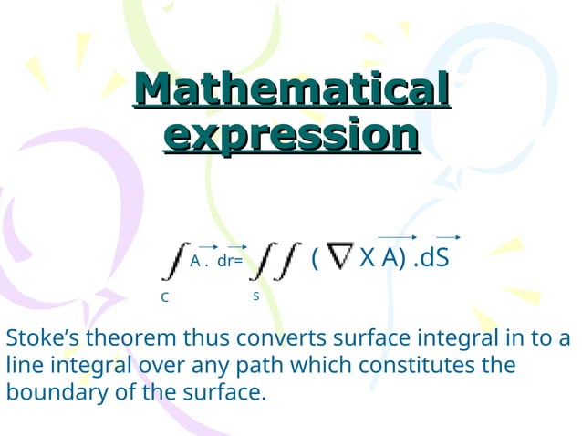 Stokes theorem studies and problems and solutions | PPT