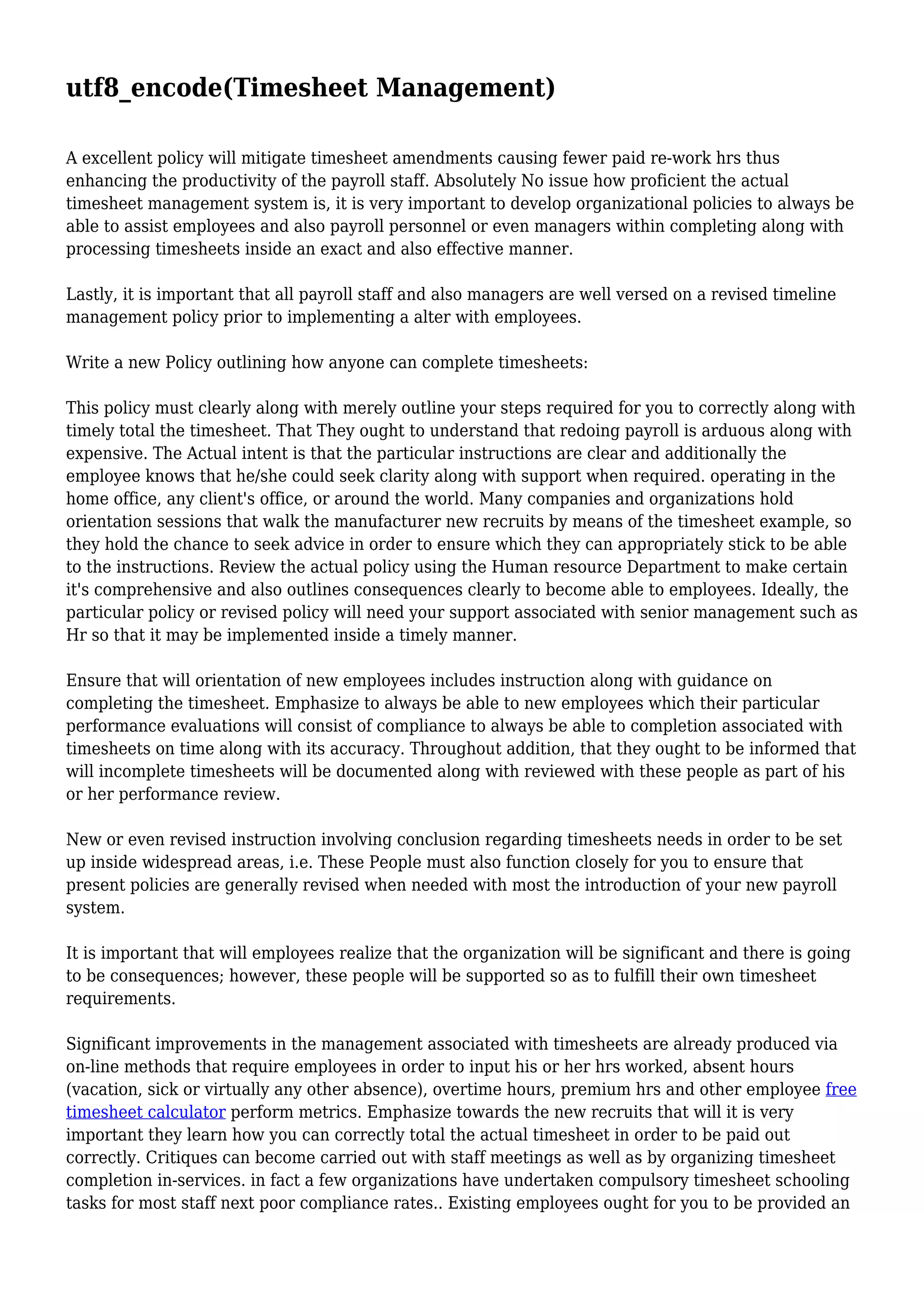 Timesheet Management | PDF