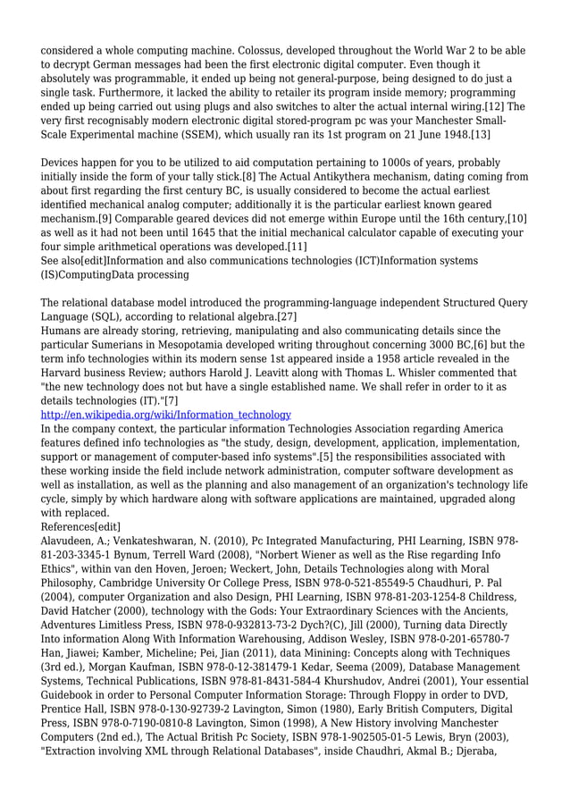 Information technology - Wikipedia, the free encyclopedia | PDF ...